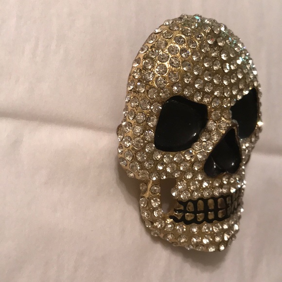 SKULL | Accessories | Heavy Skull Bling Rhinestone Gold Tone Belt ...